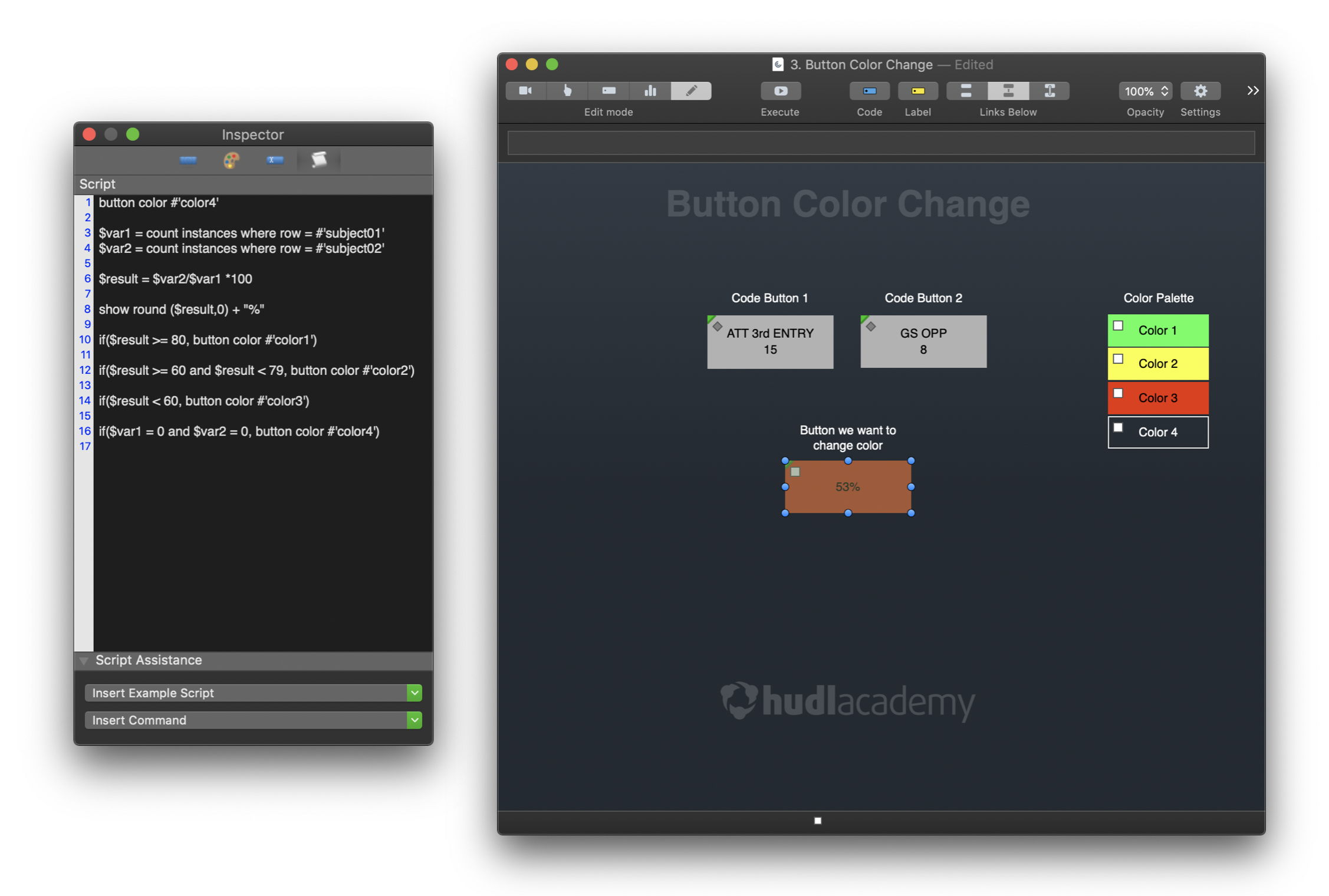 Change Button Color using Scripted Variables • Hudl Support