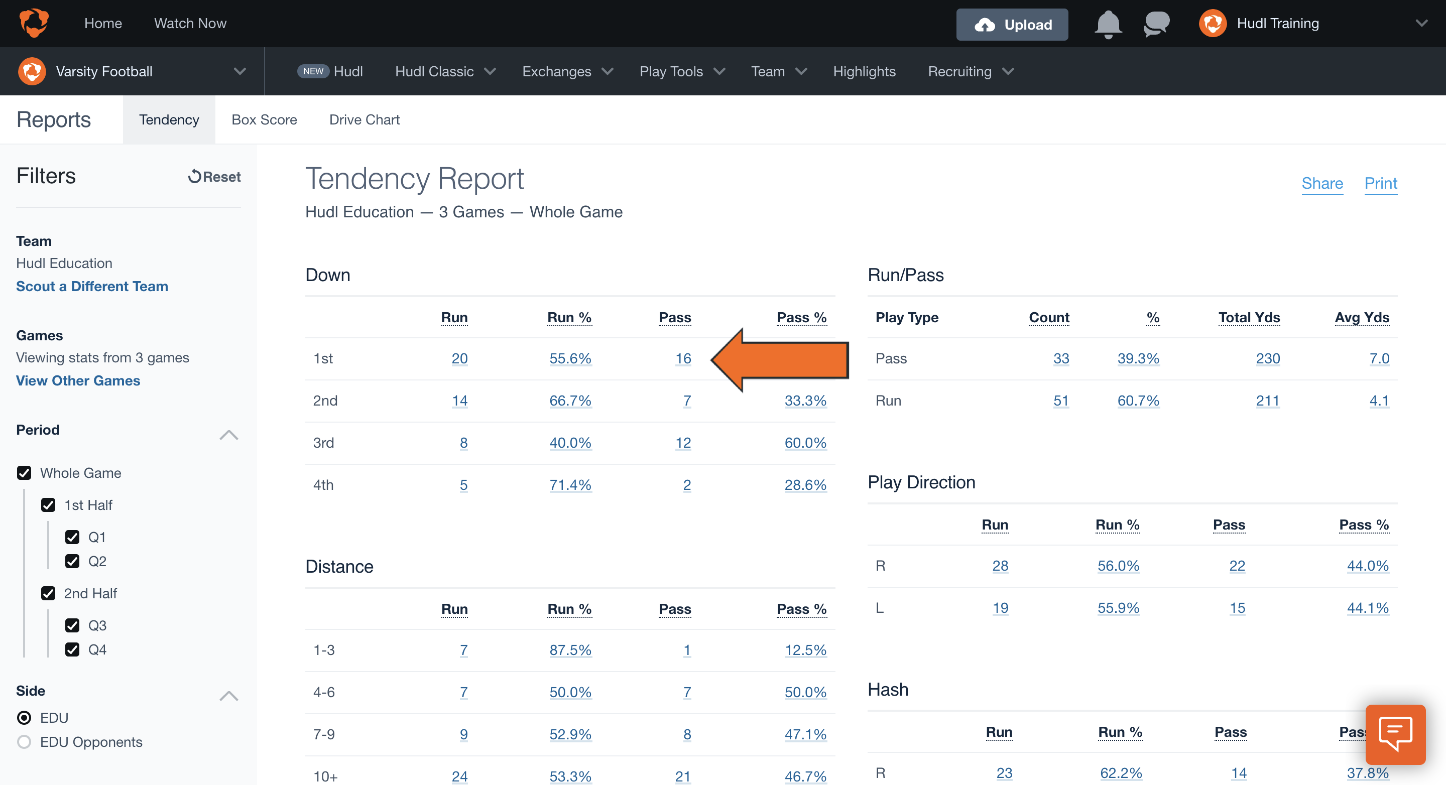 Tendency Report • Hudl Support