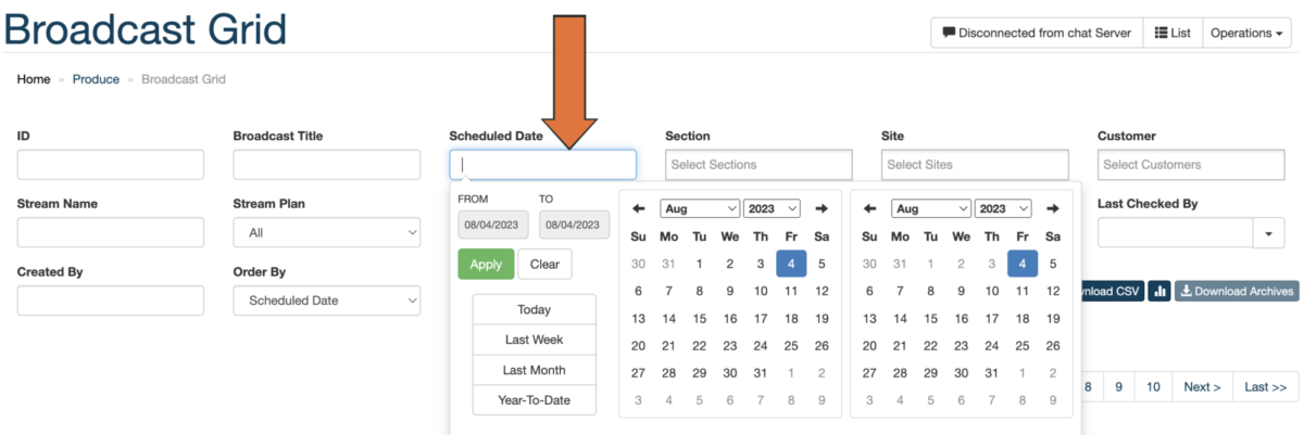 Filter Broadcast Grid • Hudl Support