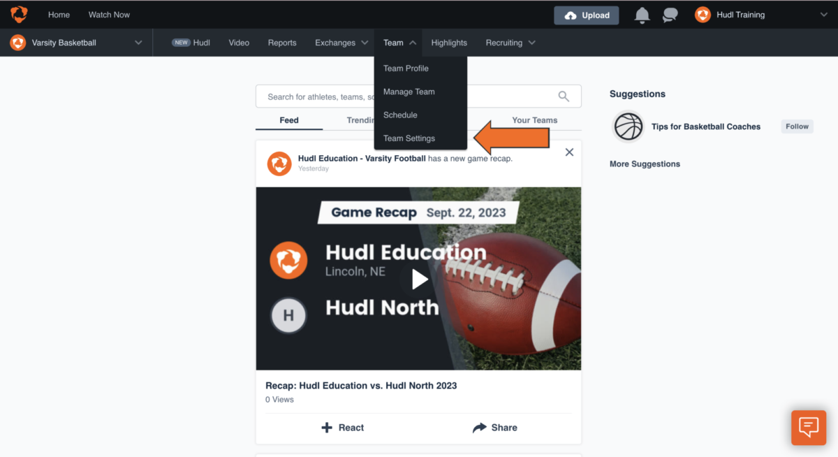Hide Team from Organization Profile • Hudl Support