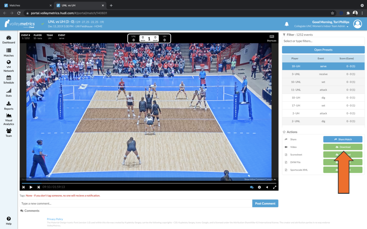 Export Volleymetrics XML into Sportscode • Hudl Support
