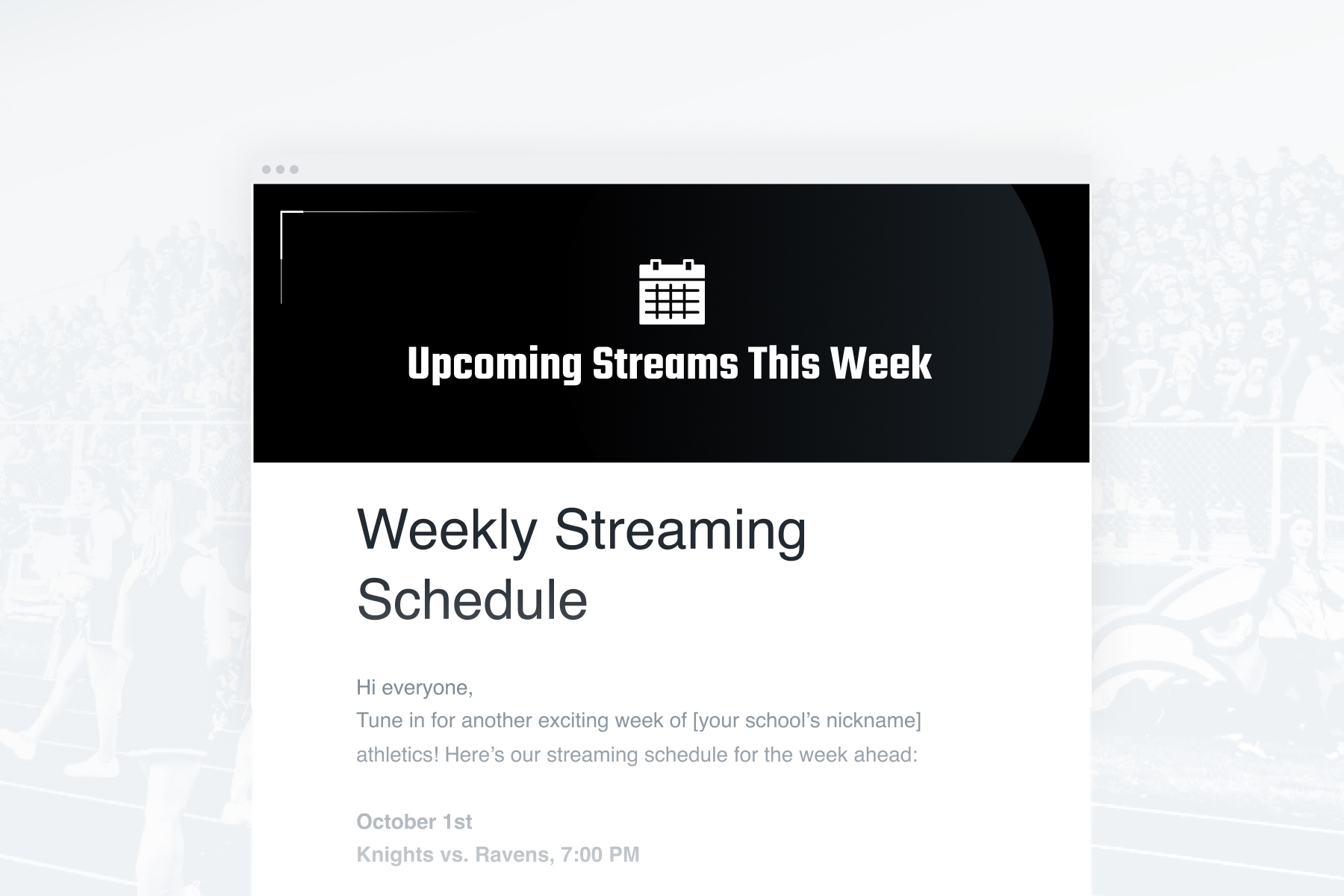 Livestreaming Promotion: Email Templates • Hudl Blog