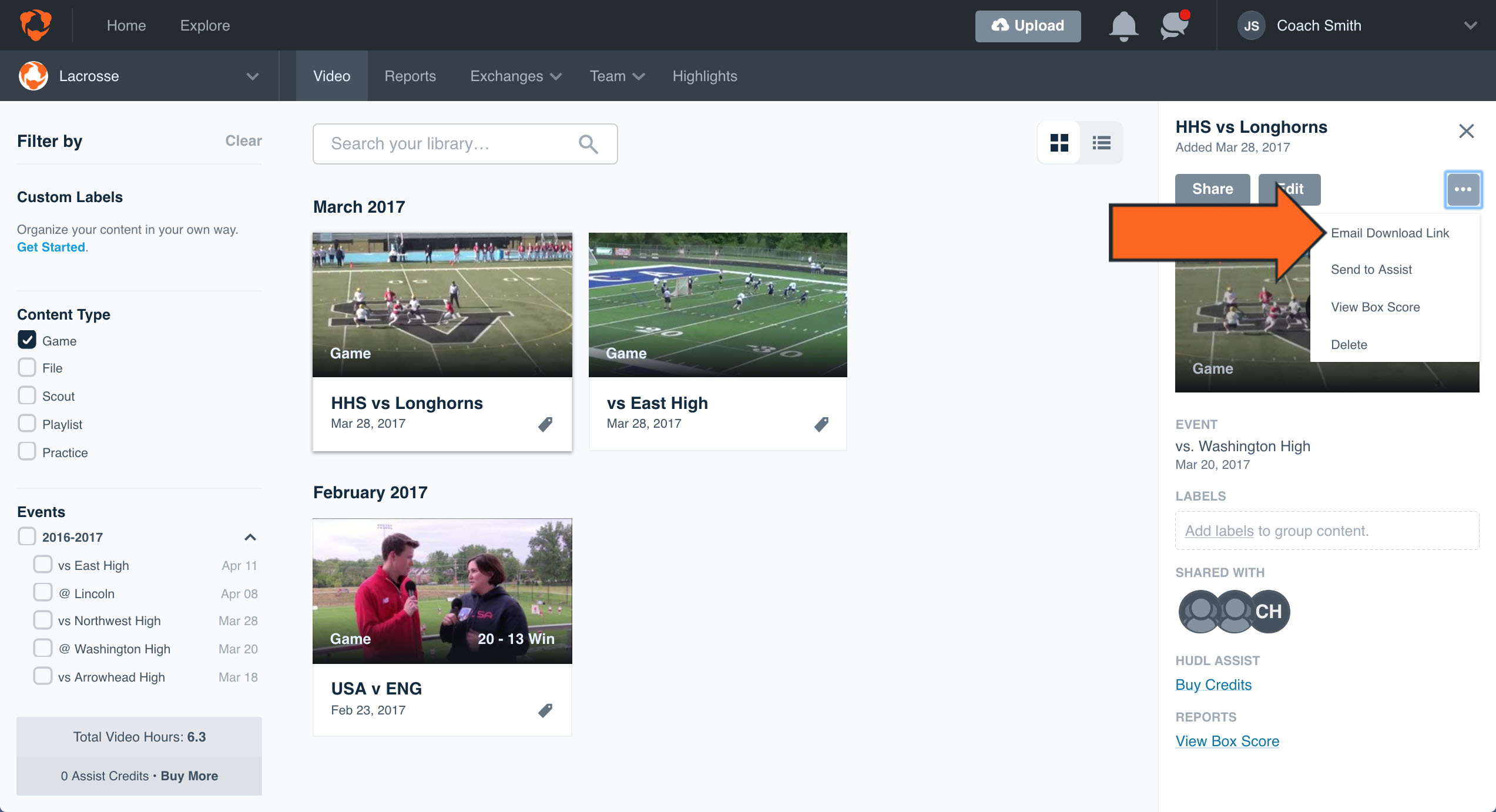 Share Video With A Non Hudl Team Hudl Library • Hudl Support