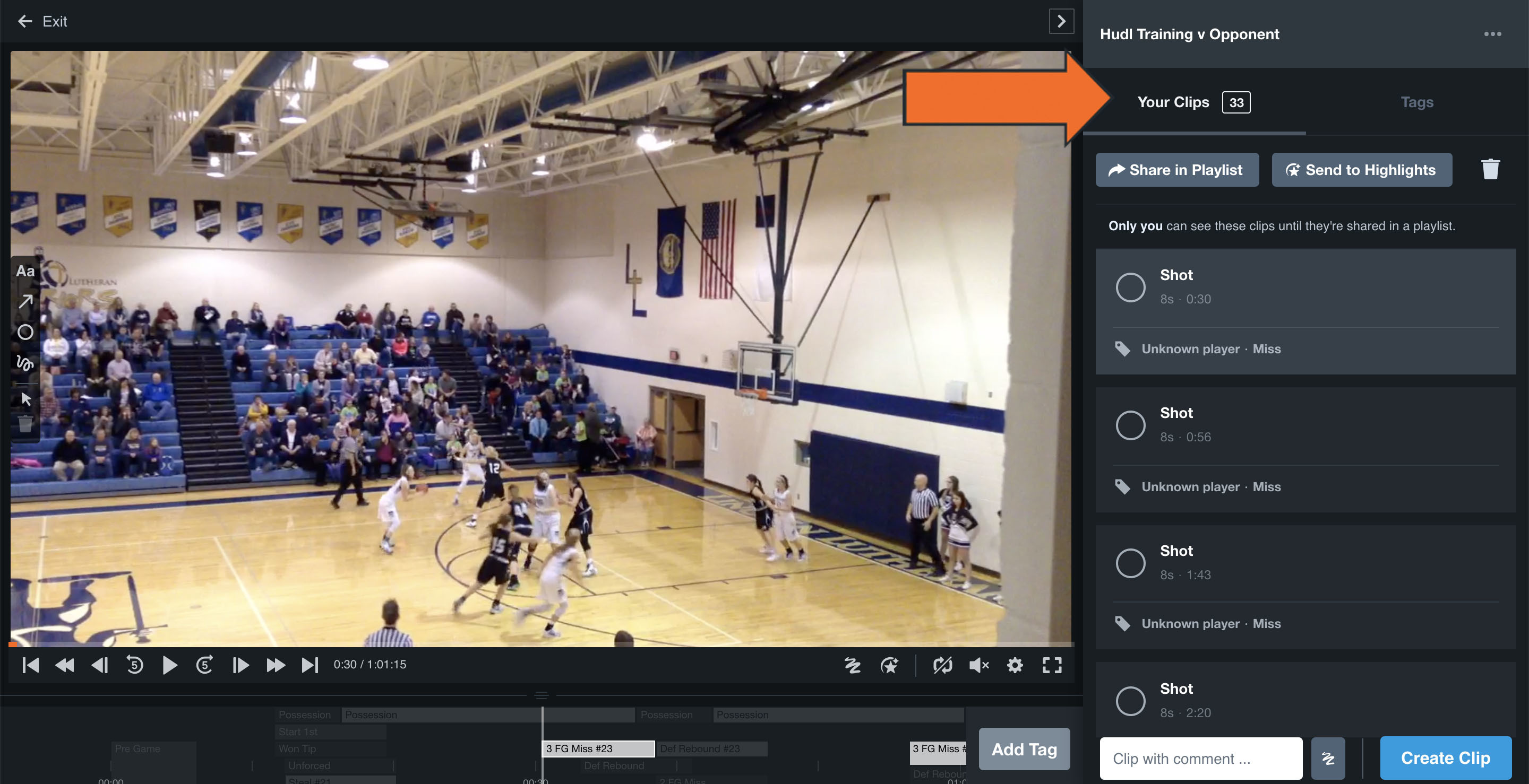 Create Clips from Tags • Hudl Support