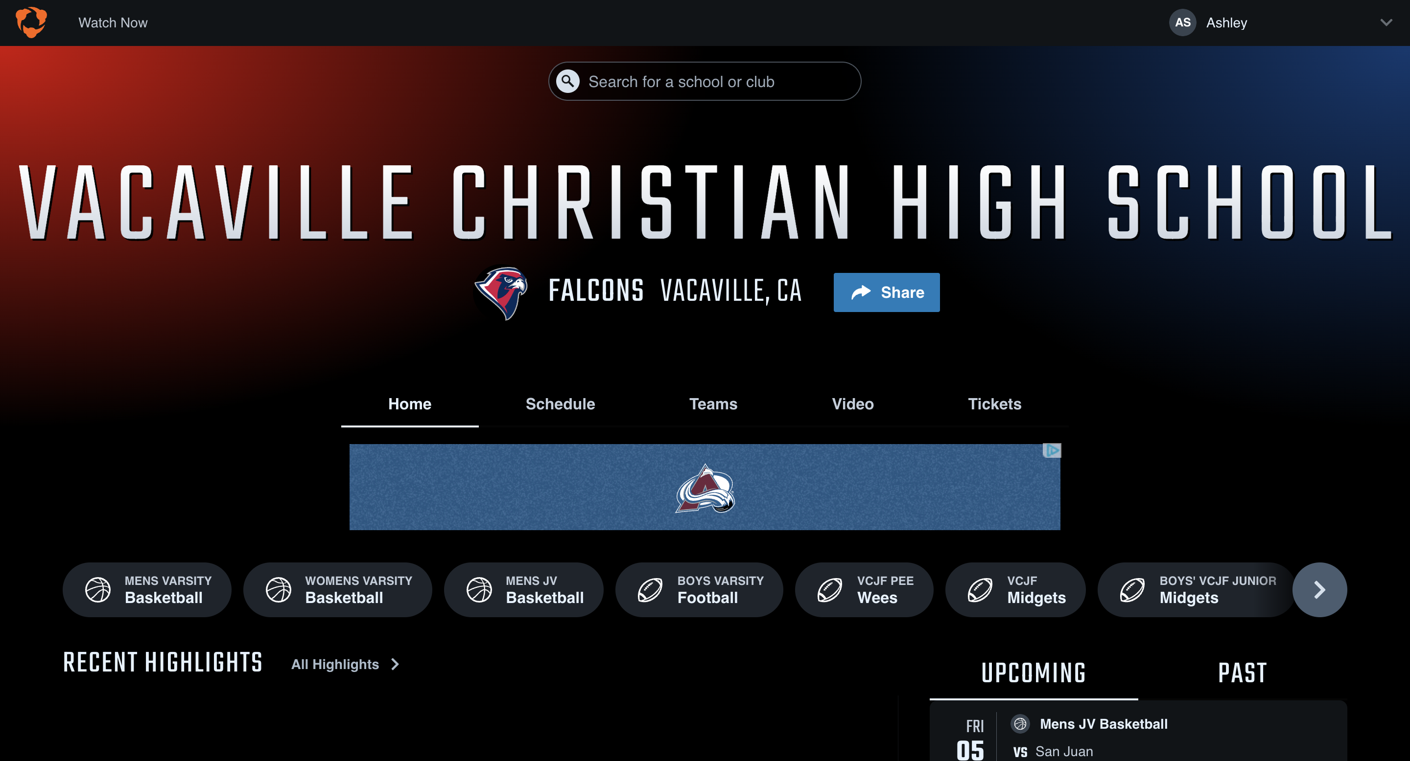 Navigate a School or Club Profile • Hudl Support