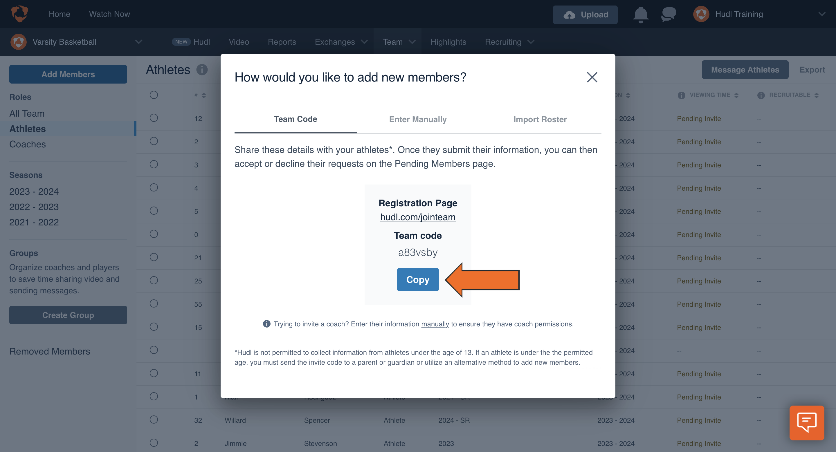 Add Athletes with Invite Codes • Hudl Support Add Athletes with Invite Codes • Hudl Support