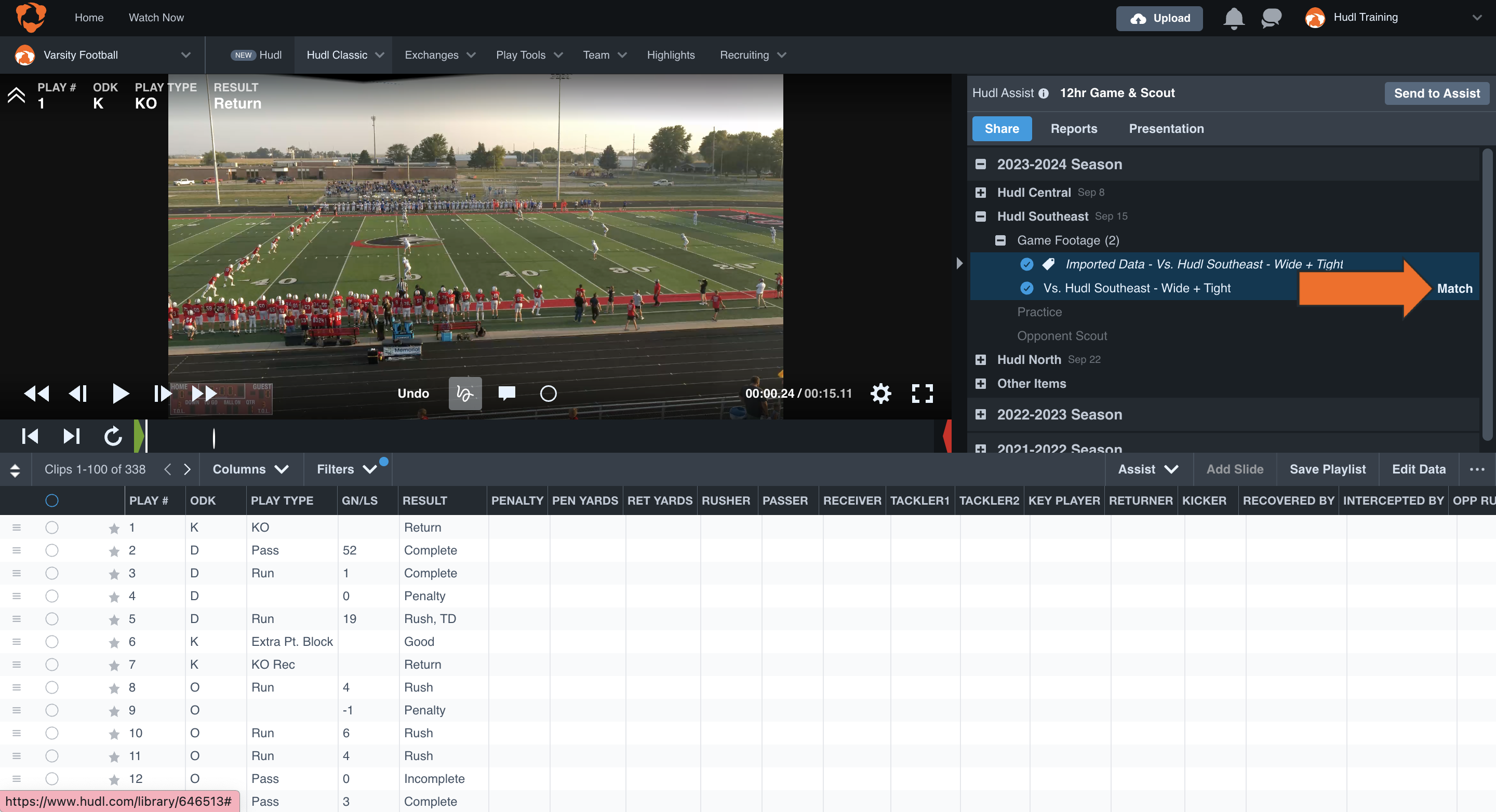 Match Tagged Data to Video • Hudl Support