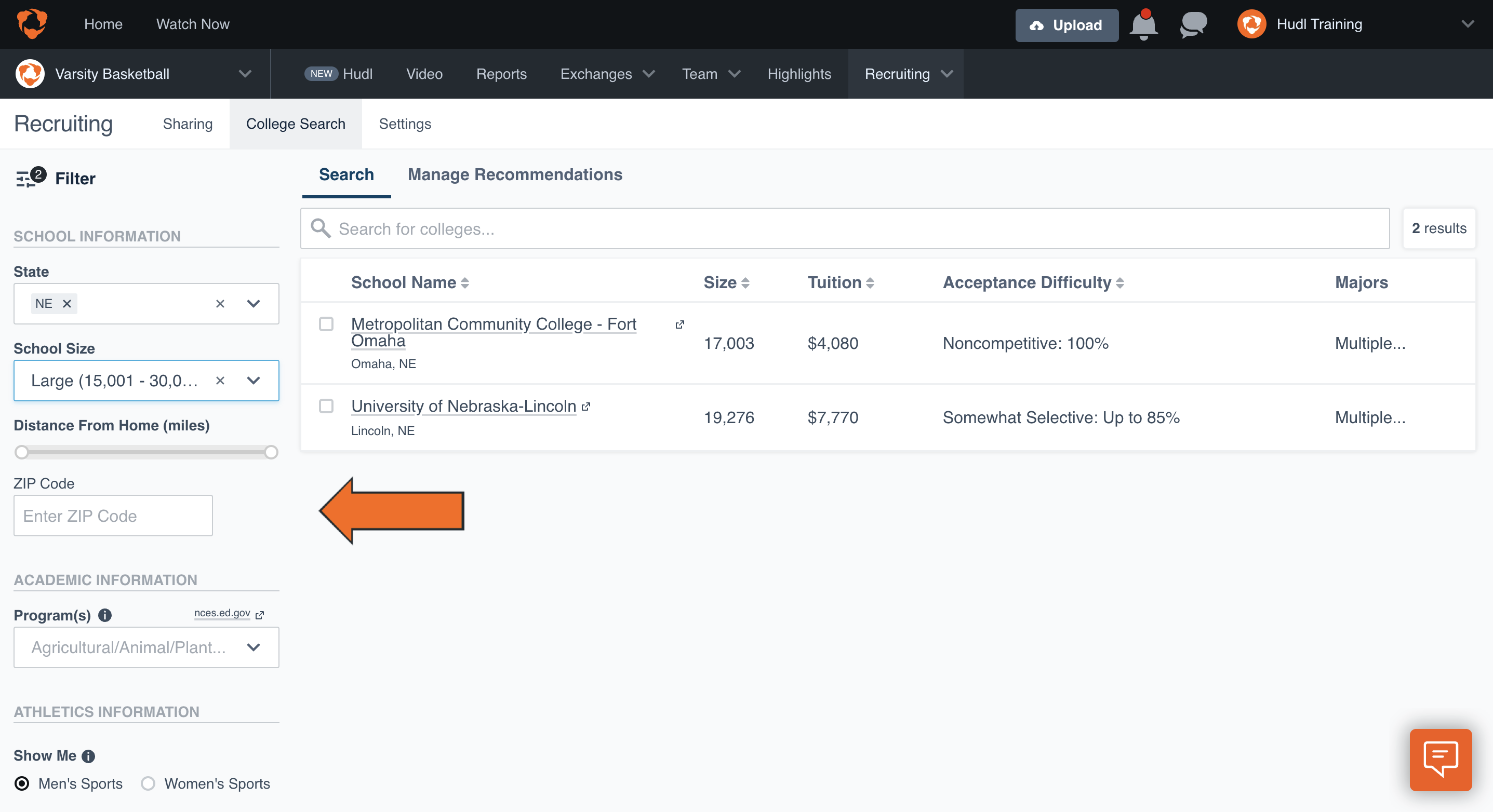 Explore Colleges • Hudl Support