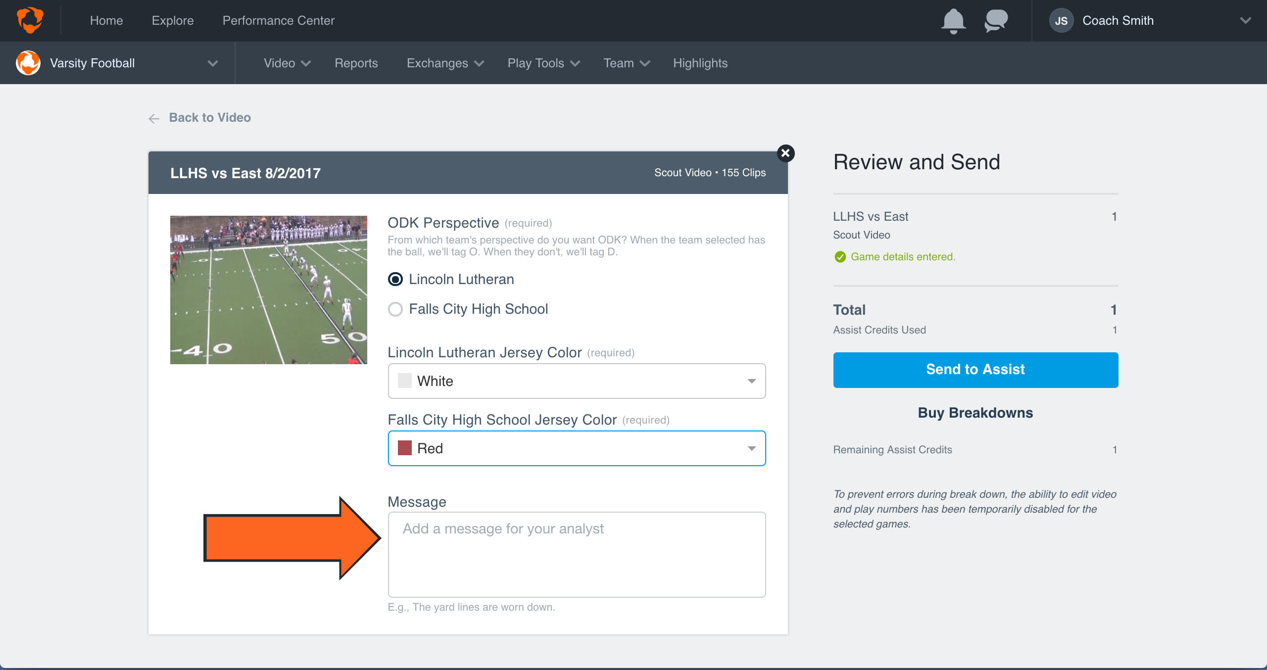 Football Submit Games To Hudl Assist • Hudl Classic Support